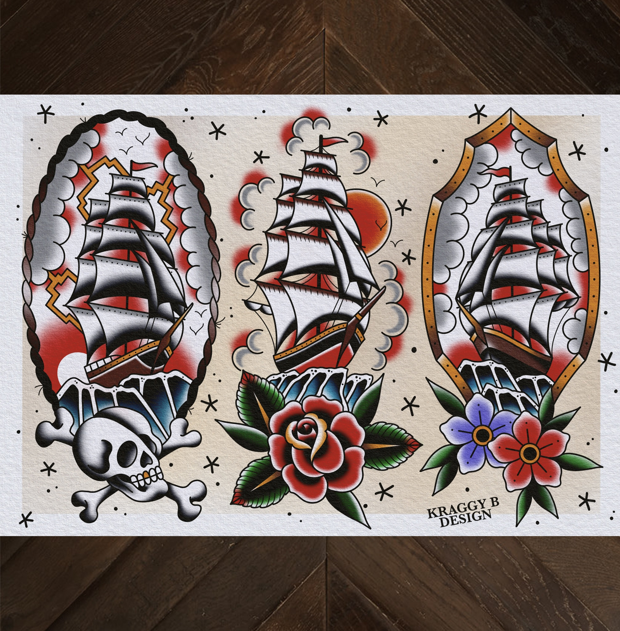 Tatuaggio Tradizionale Nave Flash Marinaio Jerry Tatuaggi Old School: