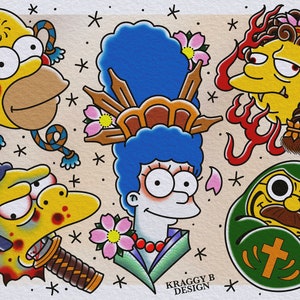 Japanese Simpsons Tattoo Traditional Simpsons Tattoo Flash Sheet Tattoo ...