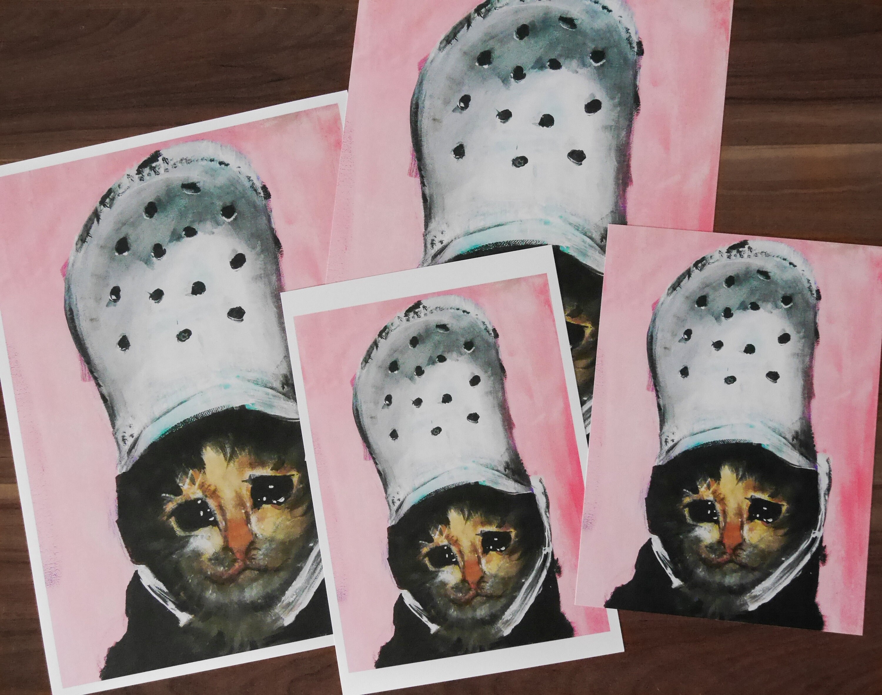 Pet Portraits Art & Collectibles Cursed Cat Beans Sad Crocs Cat ...