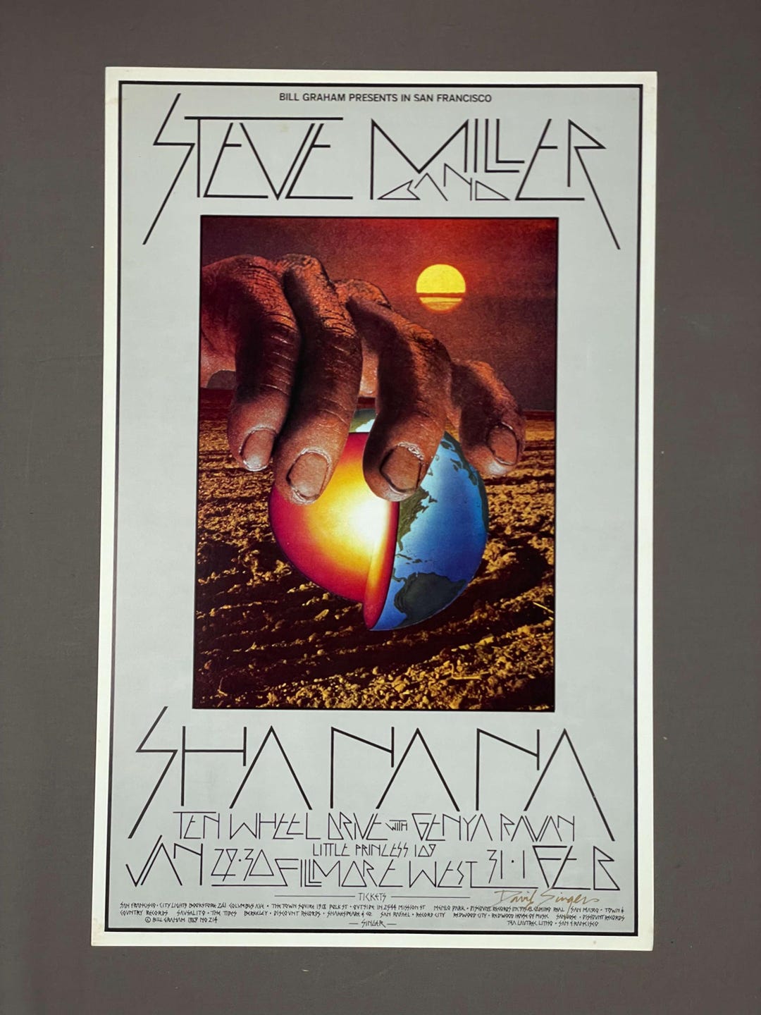 SIGNED CONCERT POSTER, Signed by David Singer, Steve Miller, Sha-na-na ...