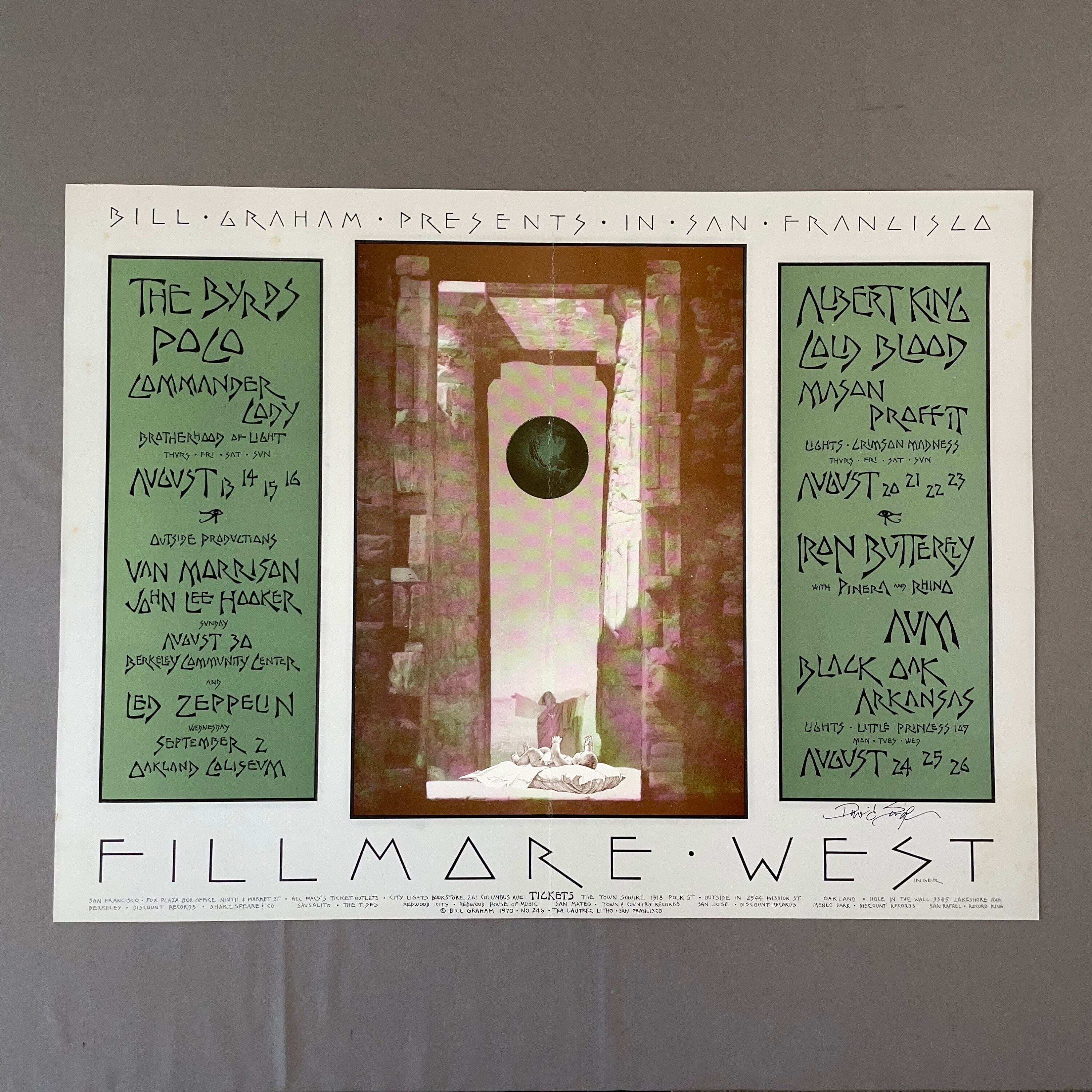 SIGNED CONCERT POSTER, Led Zeppelin, Signed by David Singer, August 13 ...