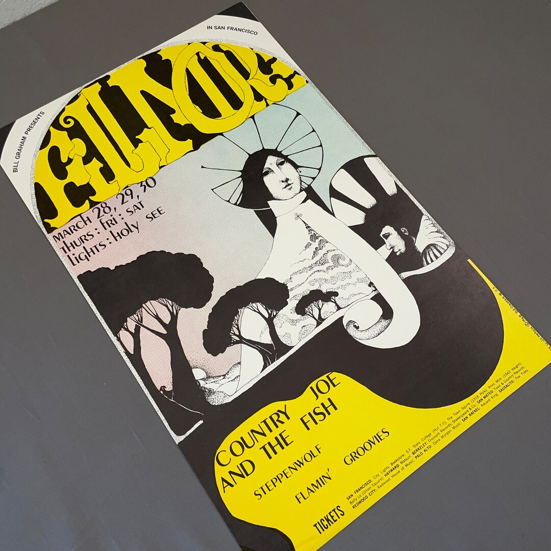 ORIGINAL CONCERT POSTER, Steppenwolf, Country Joe & the Fish, March 28 ...