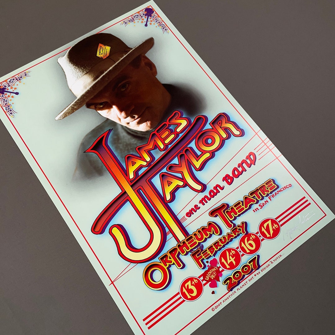 SIGNED CONCERT POSTER, James Taylor at the Orpheum Theatre, Signed by ...