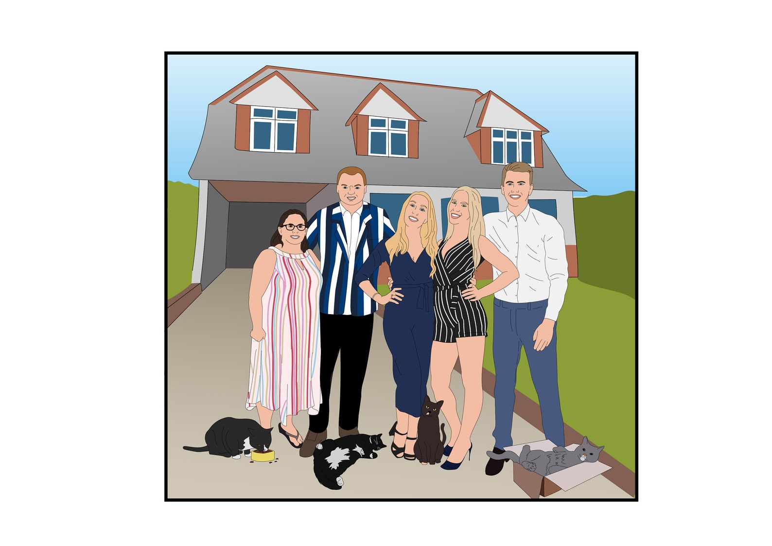 Custom Cartoon Portrait From Photo, Family Illustration (digital File ...