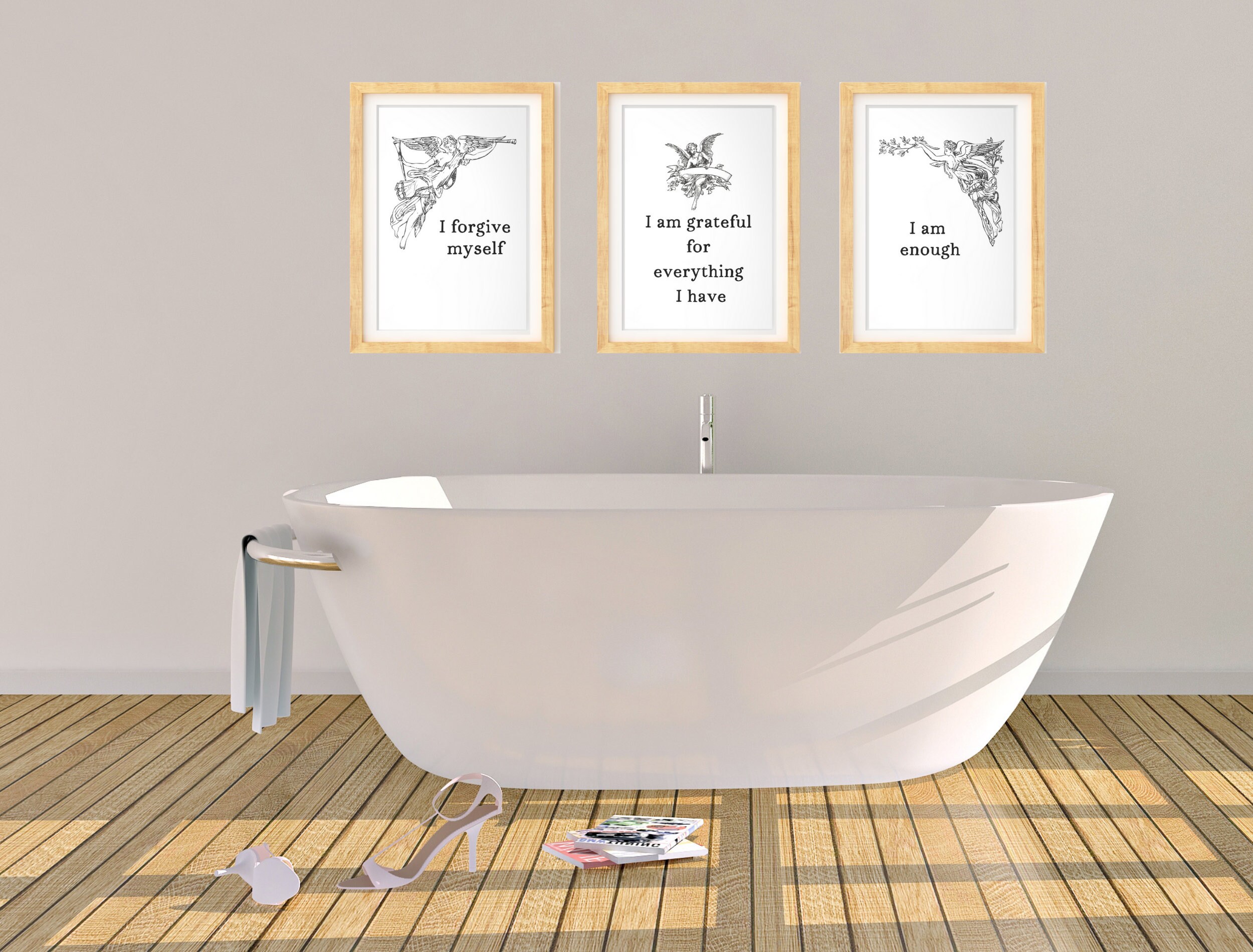 Affirmations and Gratitude Printable Art With Vintage Angel - Etsy