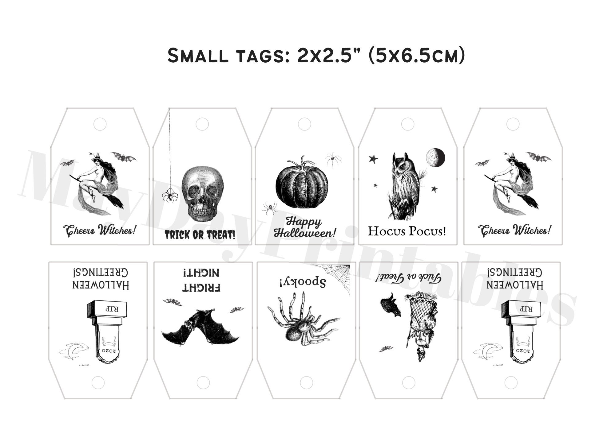 Printable Vintage Halloween Favor Tags Downloadable Trick or - Etsy