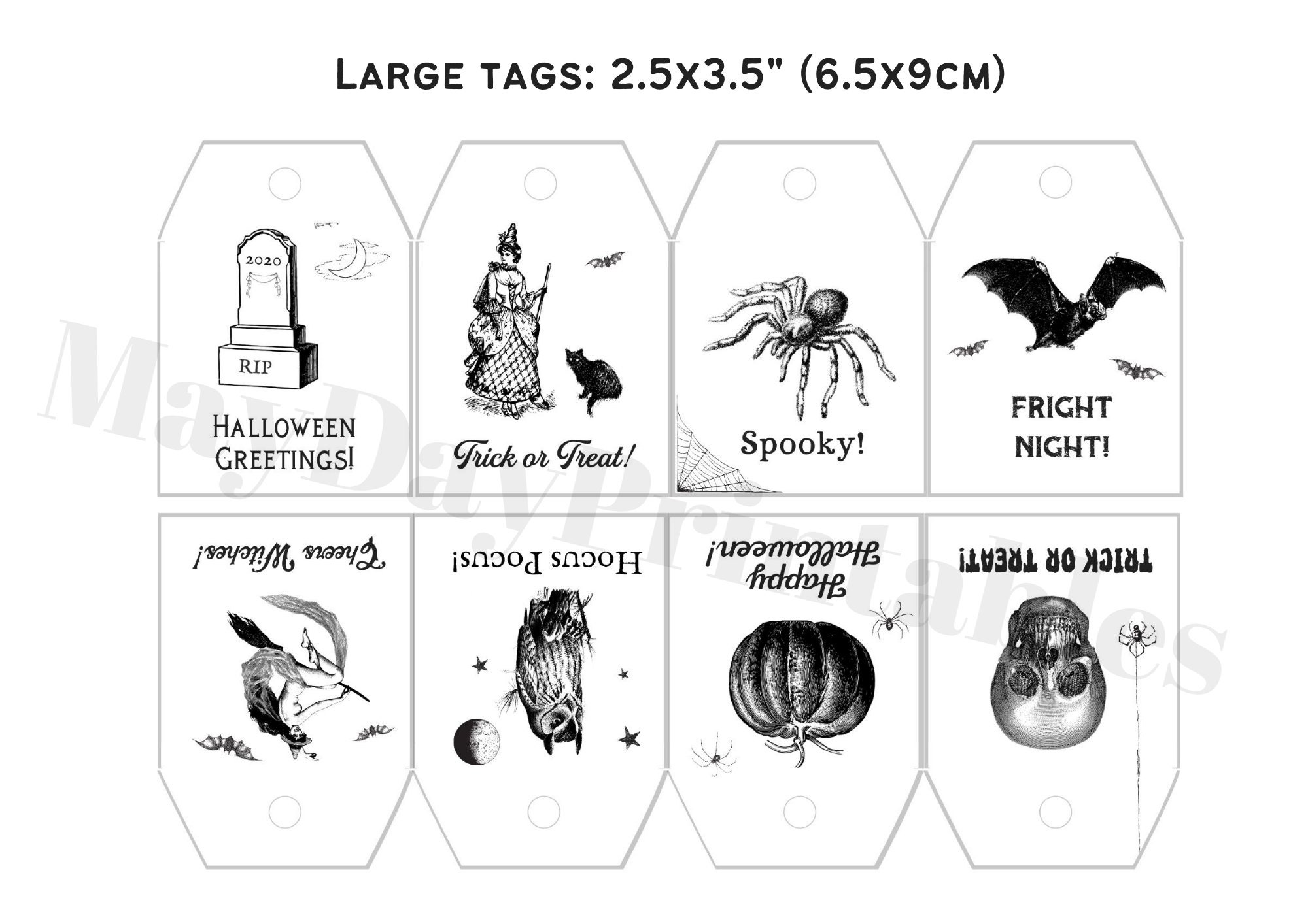 Printable Vintage Halloween Favor Tags Downloadable Trick or - Etsy