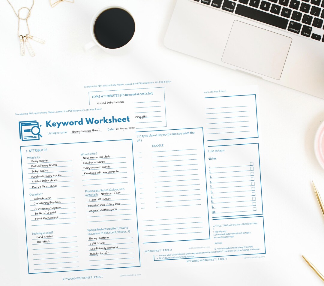 Keyword Search Tool, Printable SEO Worksheet for Etsy Sellers (with ...