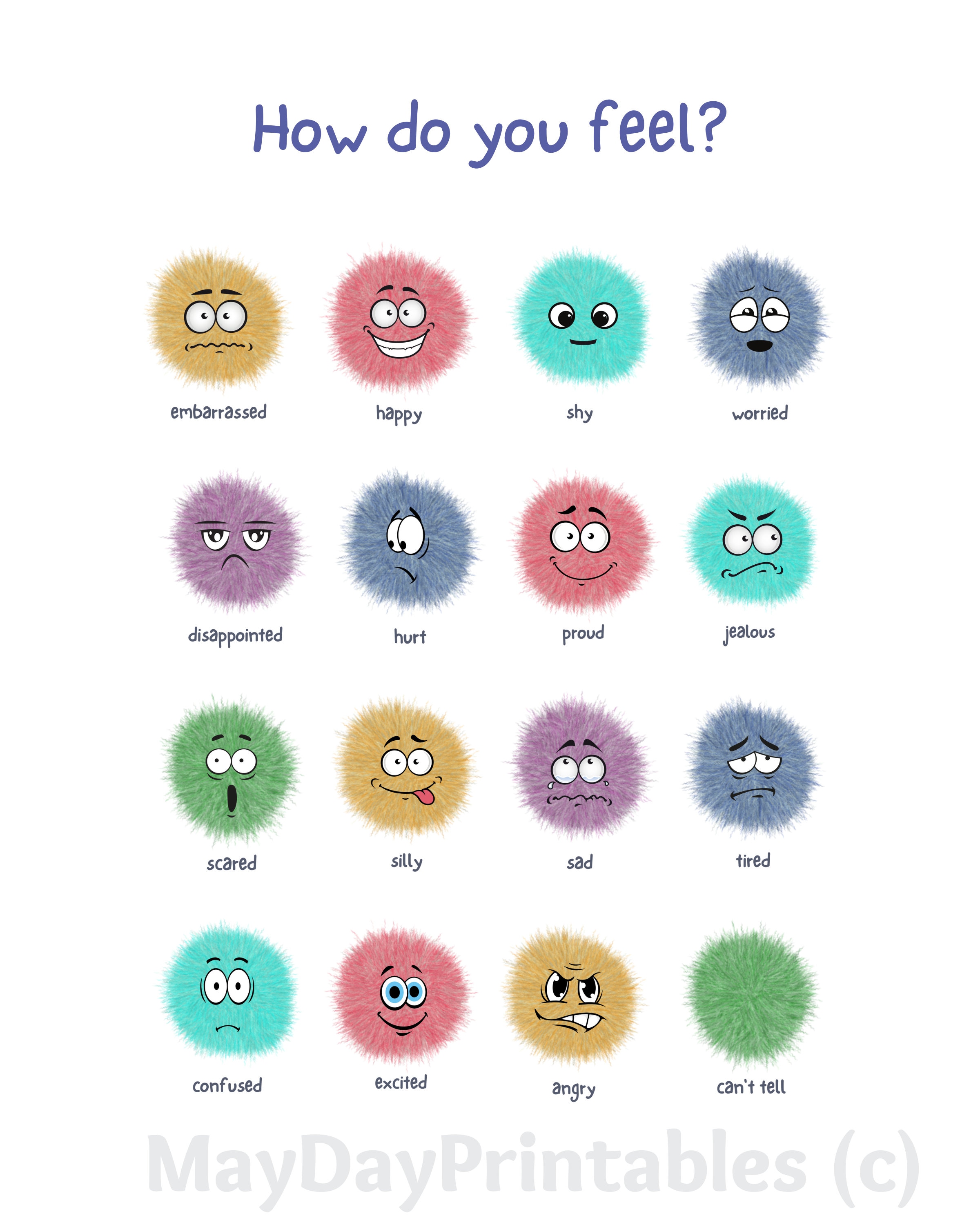 Feelings & Emotions Poster, Mood Chart for Children, Classroom Aid ...