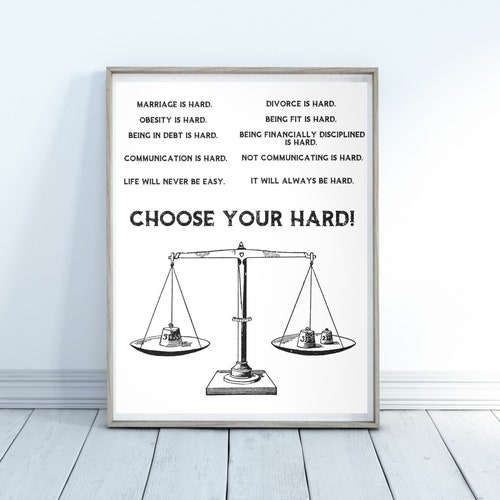 Choose Your Hard Inspirational Printable Motivational - Etsy