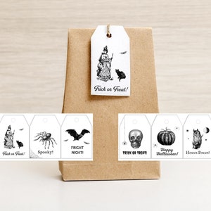 Printable Vintage Halloween Favor Tags, Downloadable Trick or Treat ...