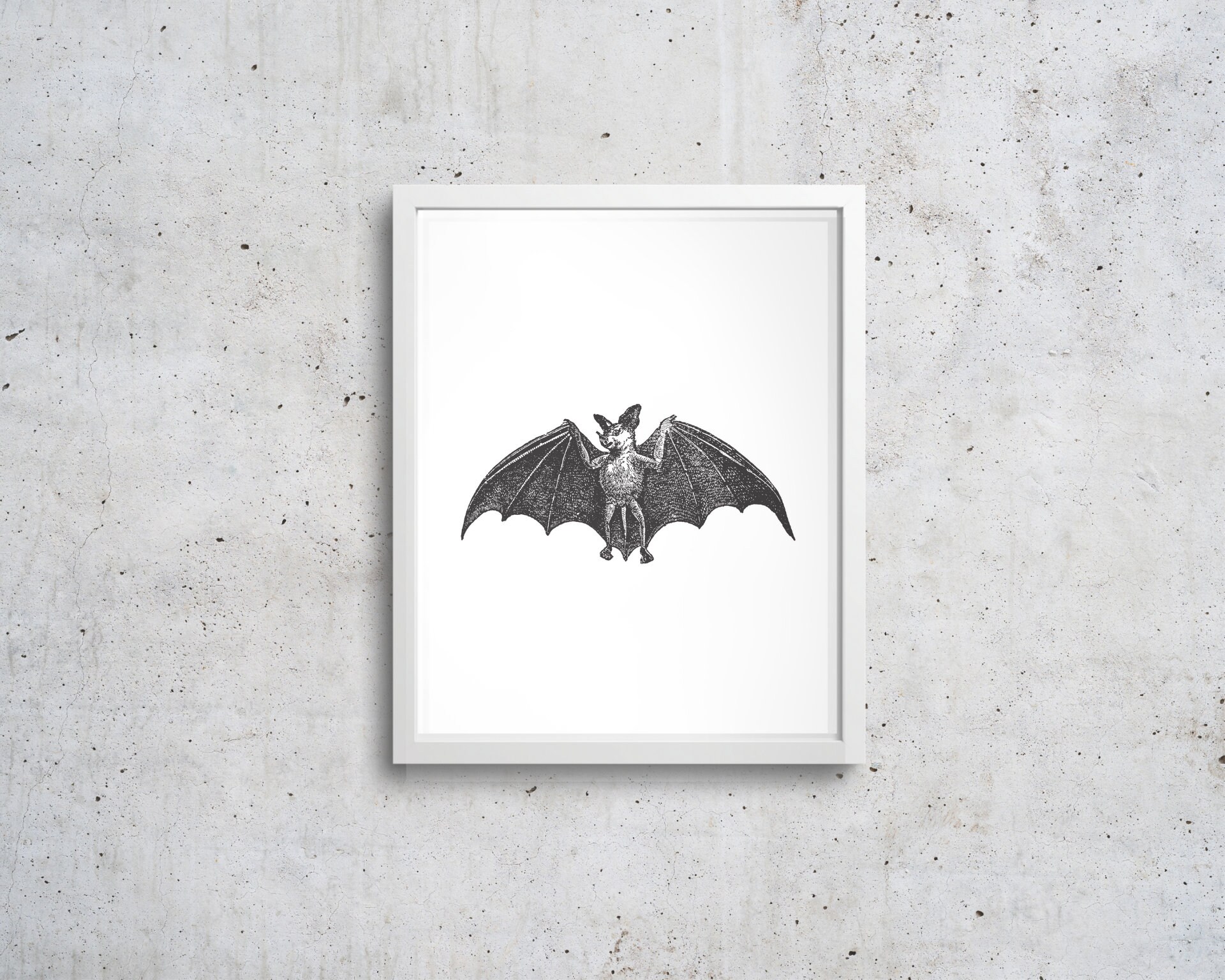 Vintage Halloween Bats Printable Wall Art, Set of 6 Black & White Bat ...