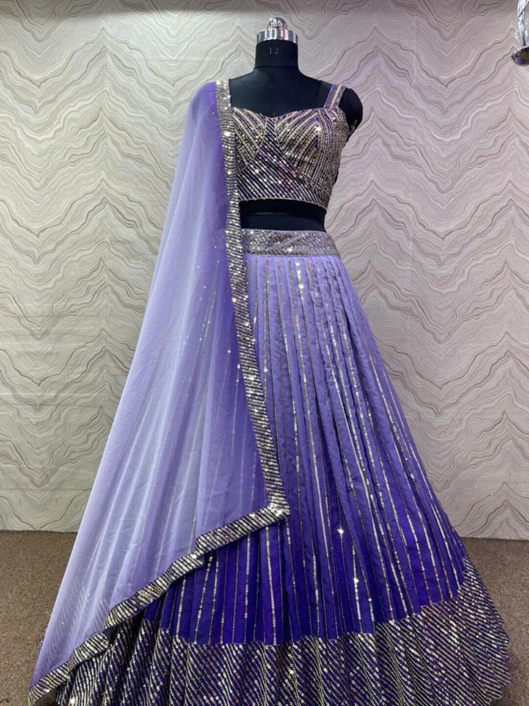 New Dual Shaded Georgette Lehenga Choli With Sequence Work for - Etsy
