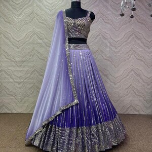 New Dual Shaded Georgette Lehenga Choli With Sequence Work for - Etsy