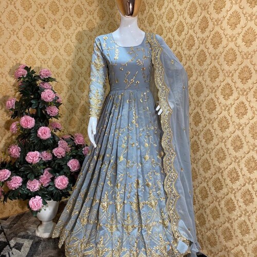 Beautiful Georgette Designer Embroidery Stone Work Wedding - Etsy