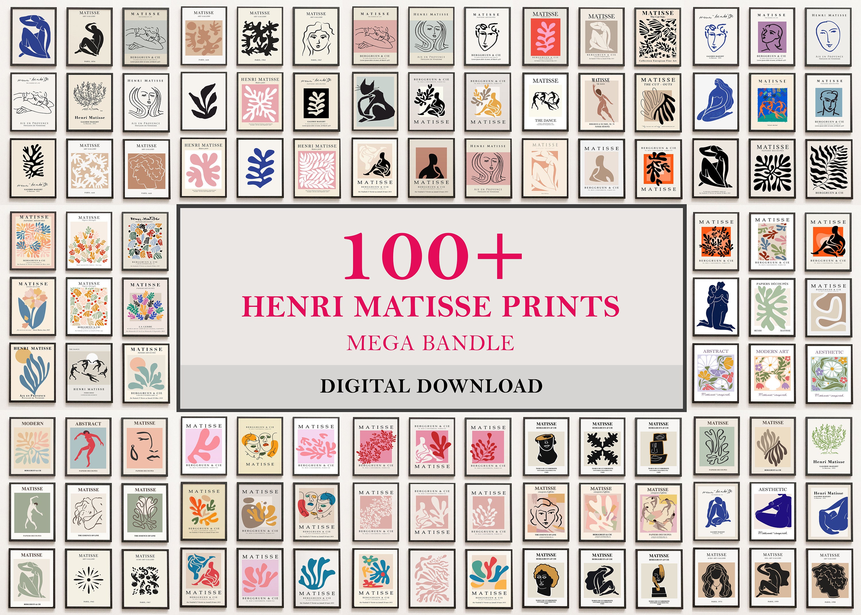 Henri Matisse Wall Set of 100, MEGA BUNDLE Wall Prints Set Matisse ...