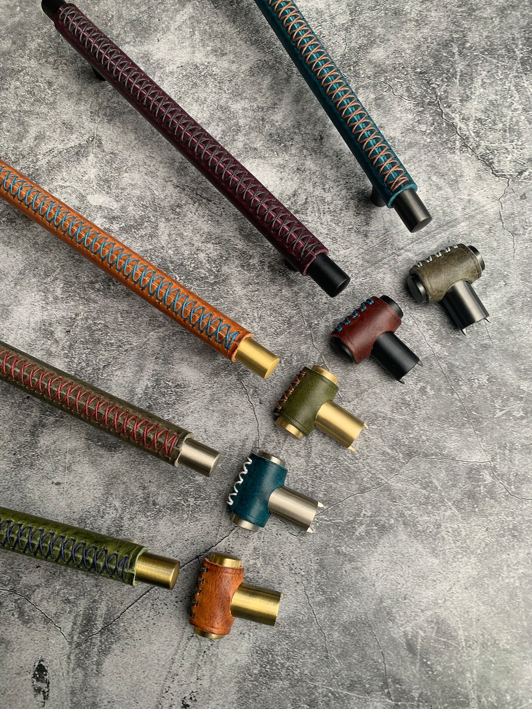 Handmade Leather T-bar Cabinet Handle: Italian Leather - Etsy