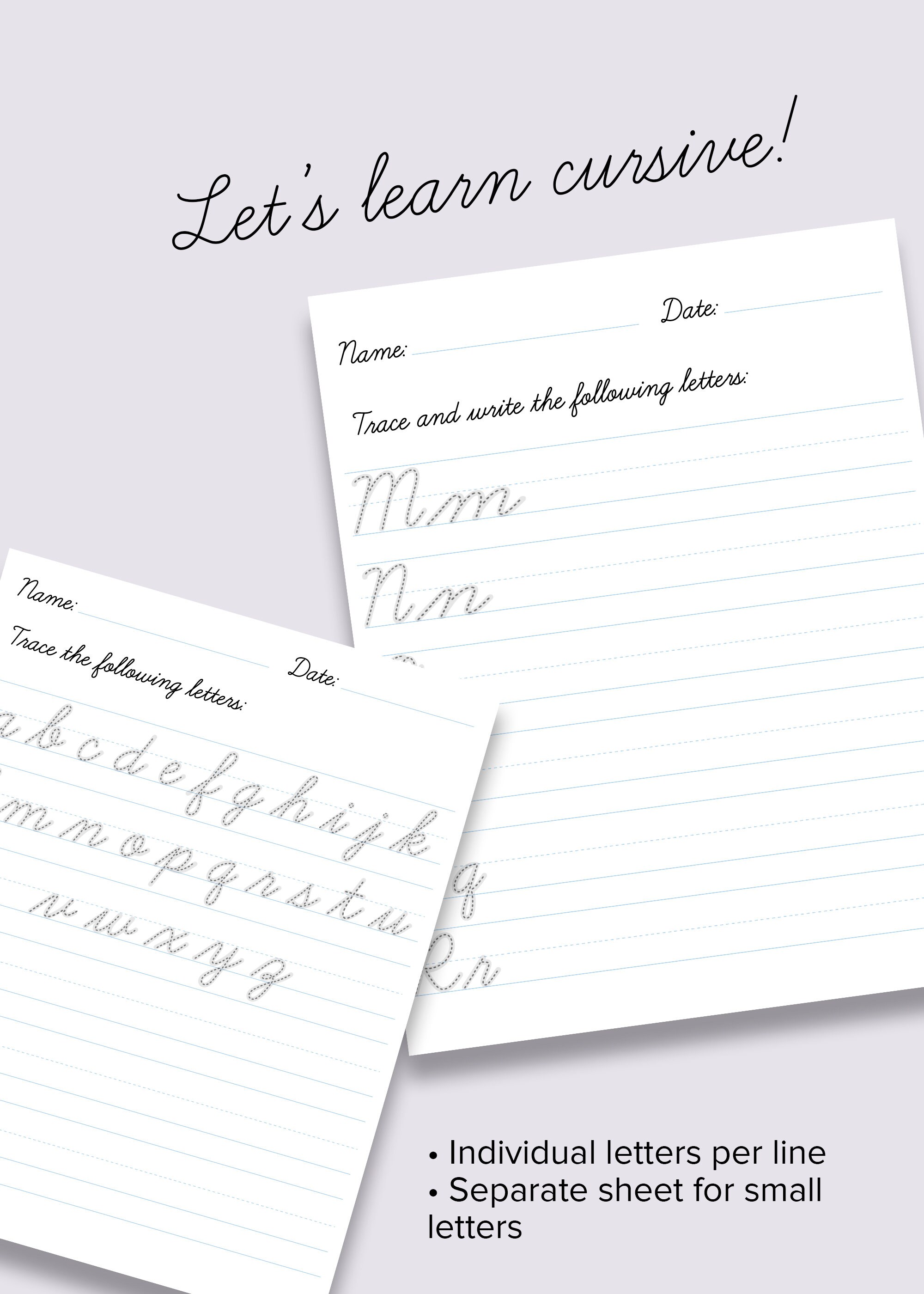 Cursive Tracing Practice Sheets - Etsy