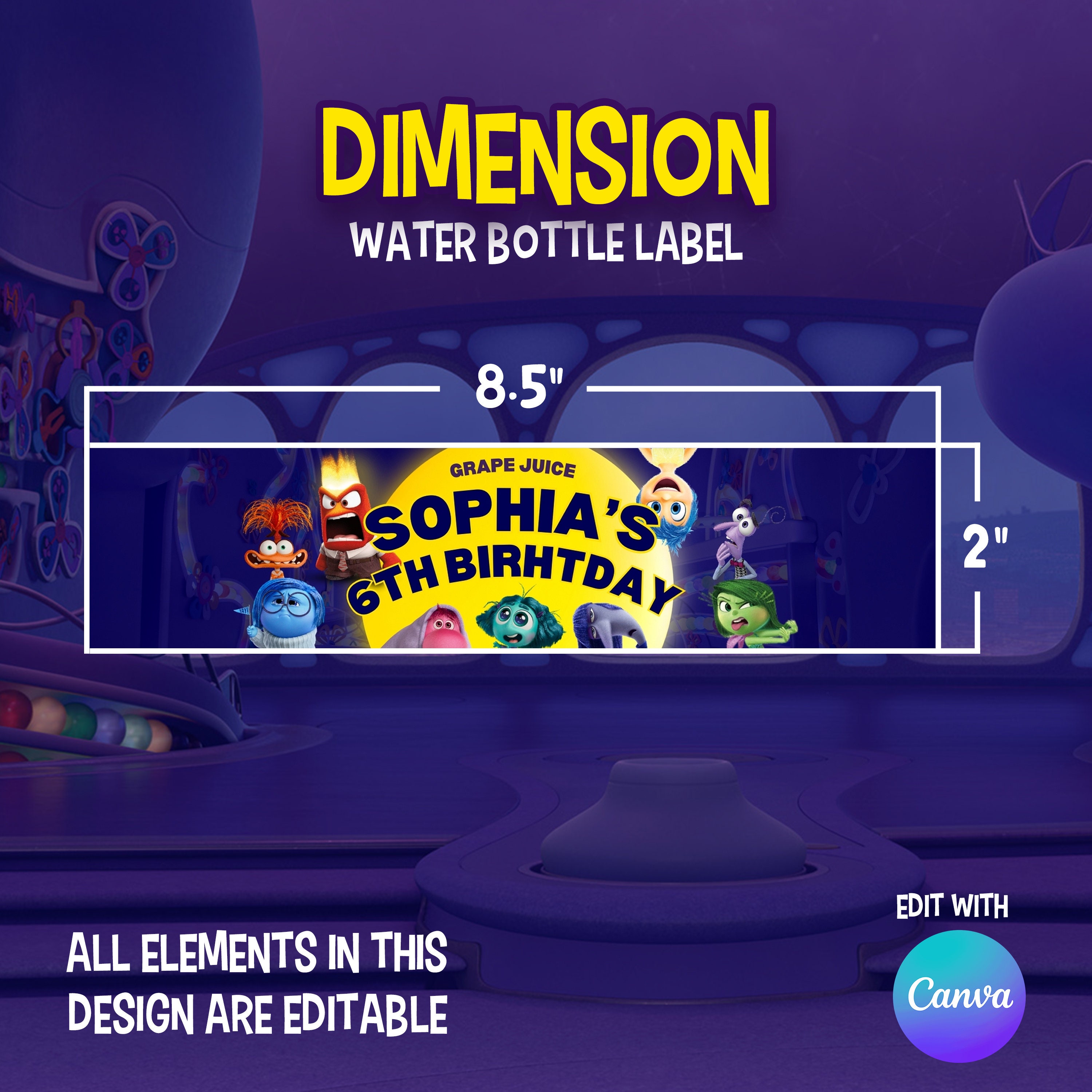 Inside Out Bottle Label Instant Download, Canva Template, Printable ...