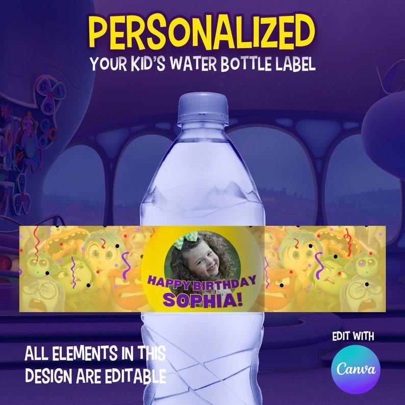 Inside Out Bottle Label Instant Download, Canva Template, Printable ...