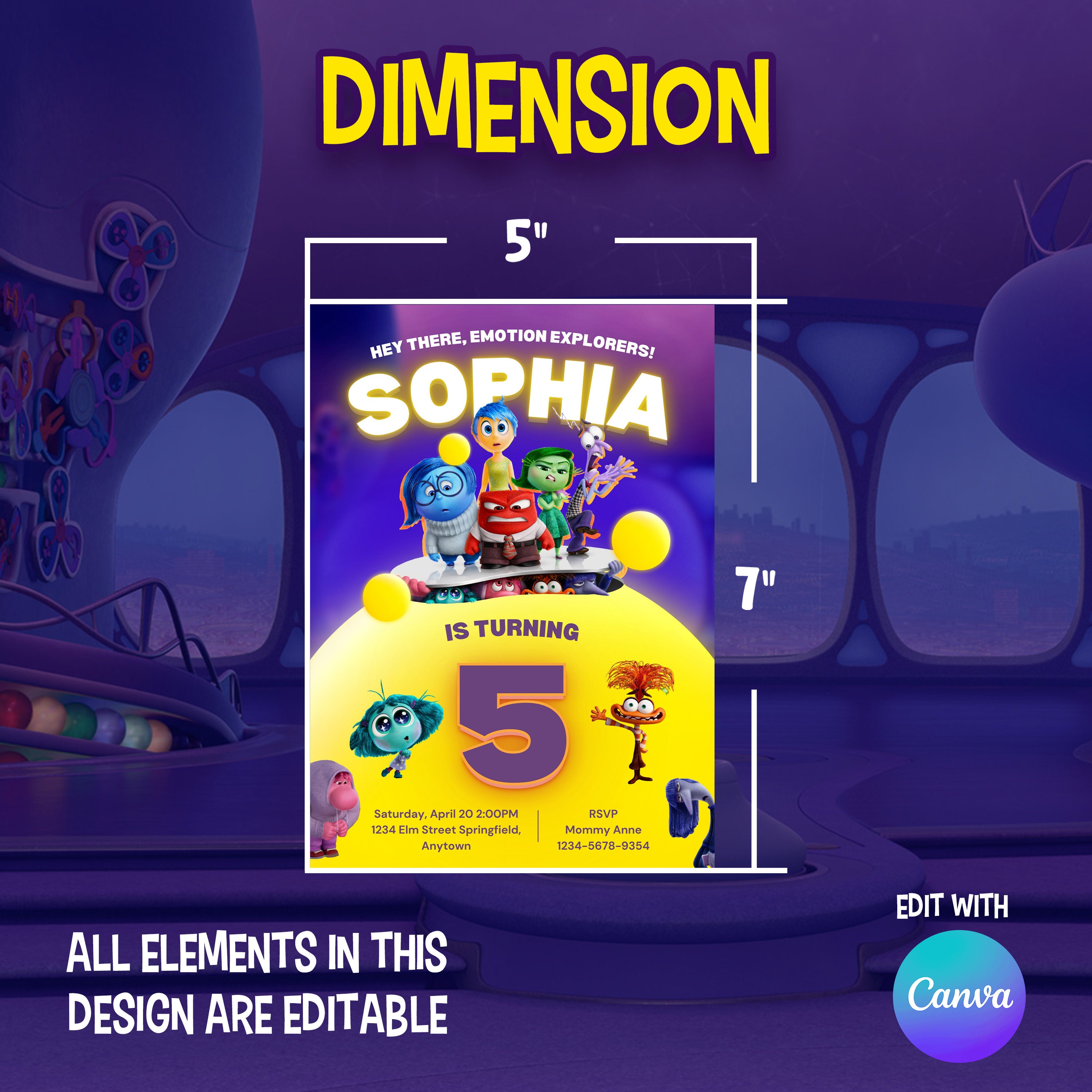 EDITABLE Instant Download Inside Out 2 Birthday Invitation Template - Etsy