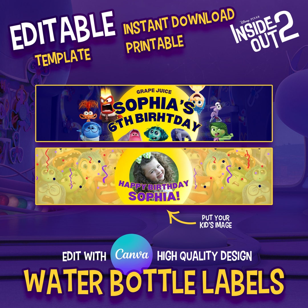 Inside Out Bottle Label Instant Download, Canva Template, Printable ...