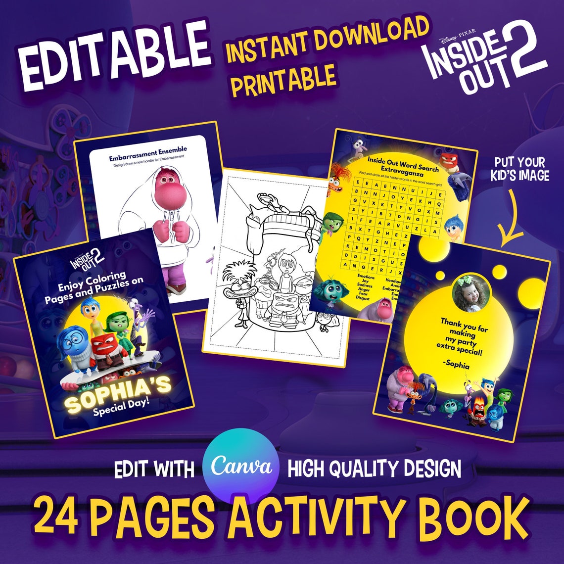 24 Pages | EDITABLE | Instant Download | Inside Out 2 Personalized ...