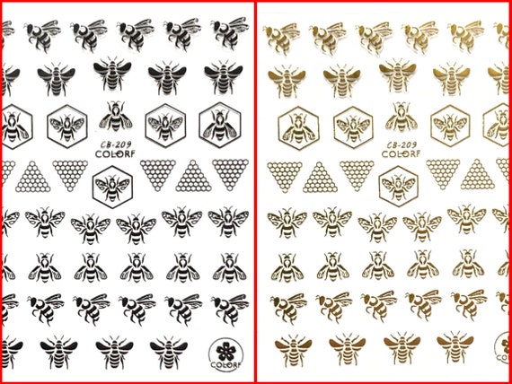 Nail Art Stickers Bees Honey Bees Fingernails Toenails - Etsy