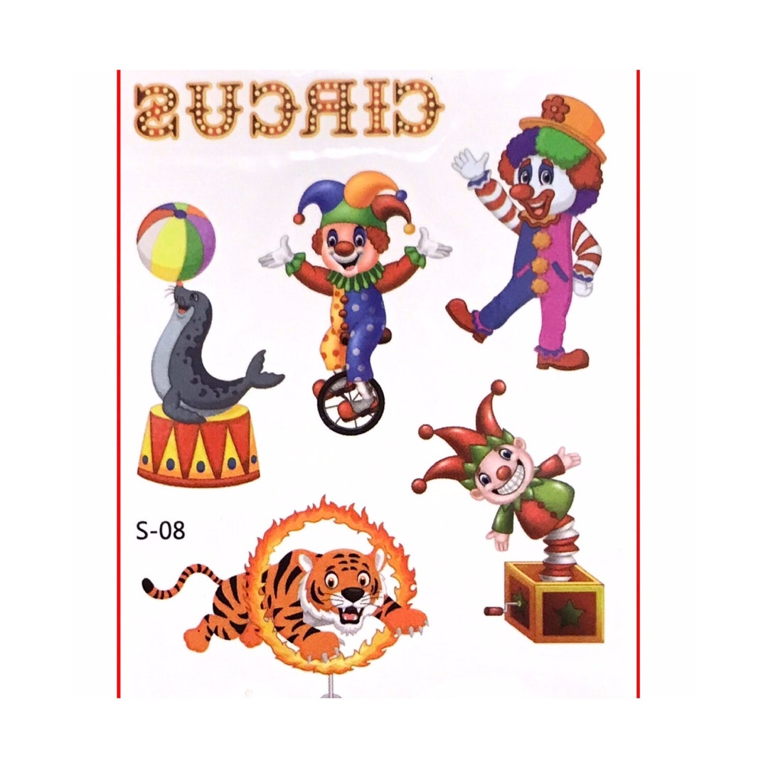 Temporary Tattoos | Circus | Clown | Carnival | Kids Tattoos - Etsy