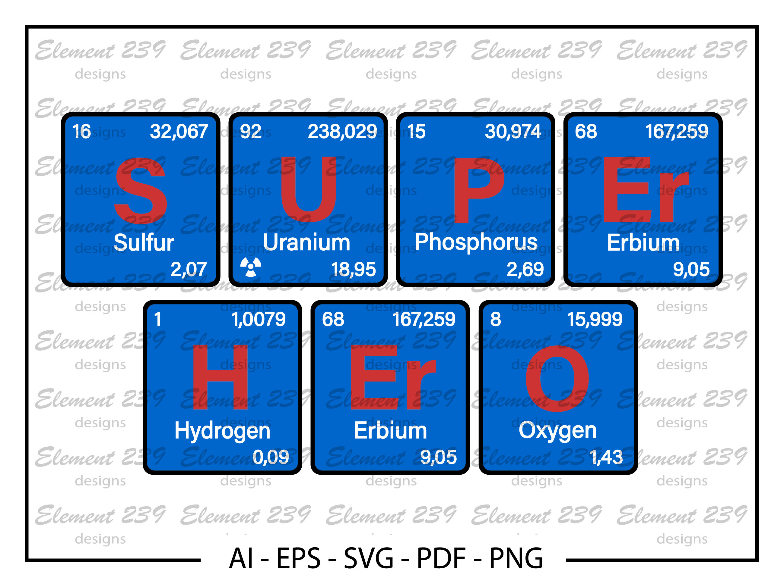 Periodic Table Superhero SVG PNG EPS File for Sublimation - Etsy