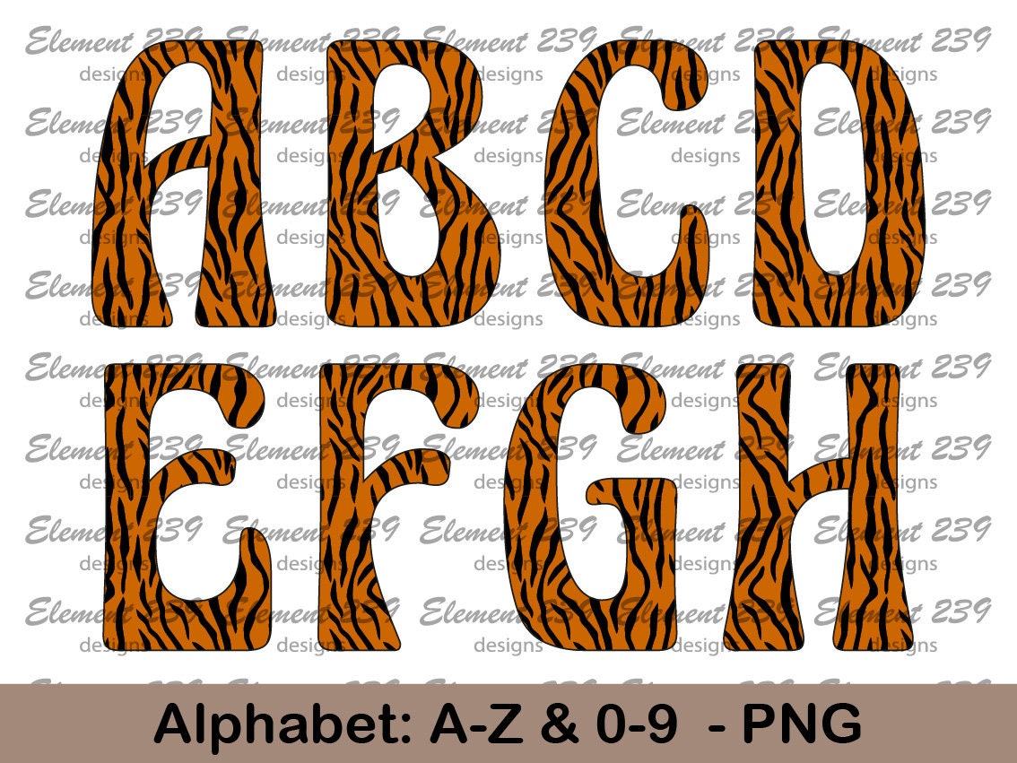 Tiger Monogram Alphabet ABC PNG File for Sublimation - Etsy Australia