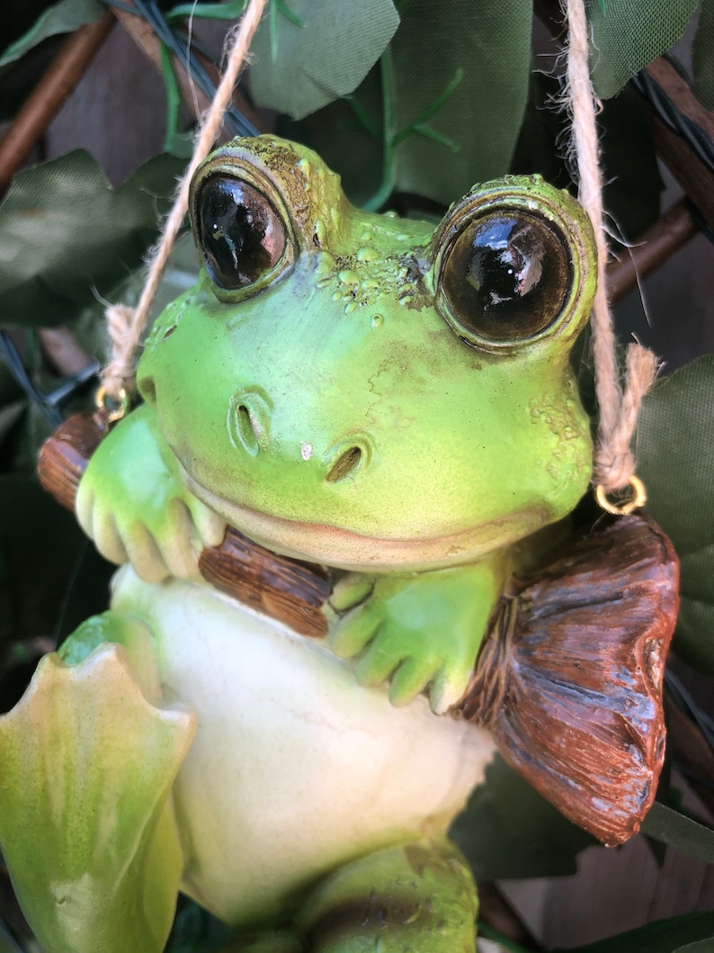Hanging frog on rope tree hanging garden animal ornament | Etsy