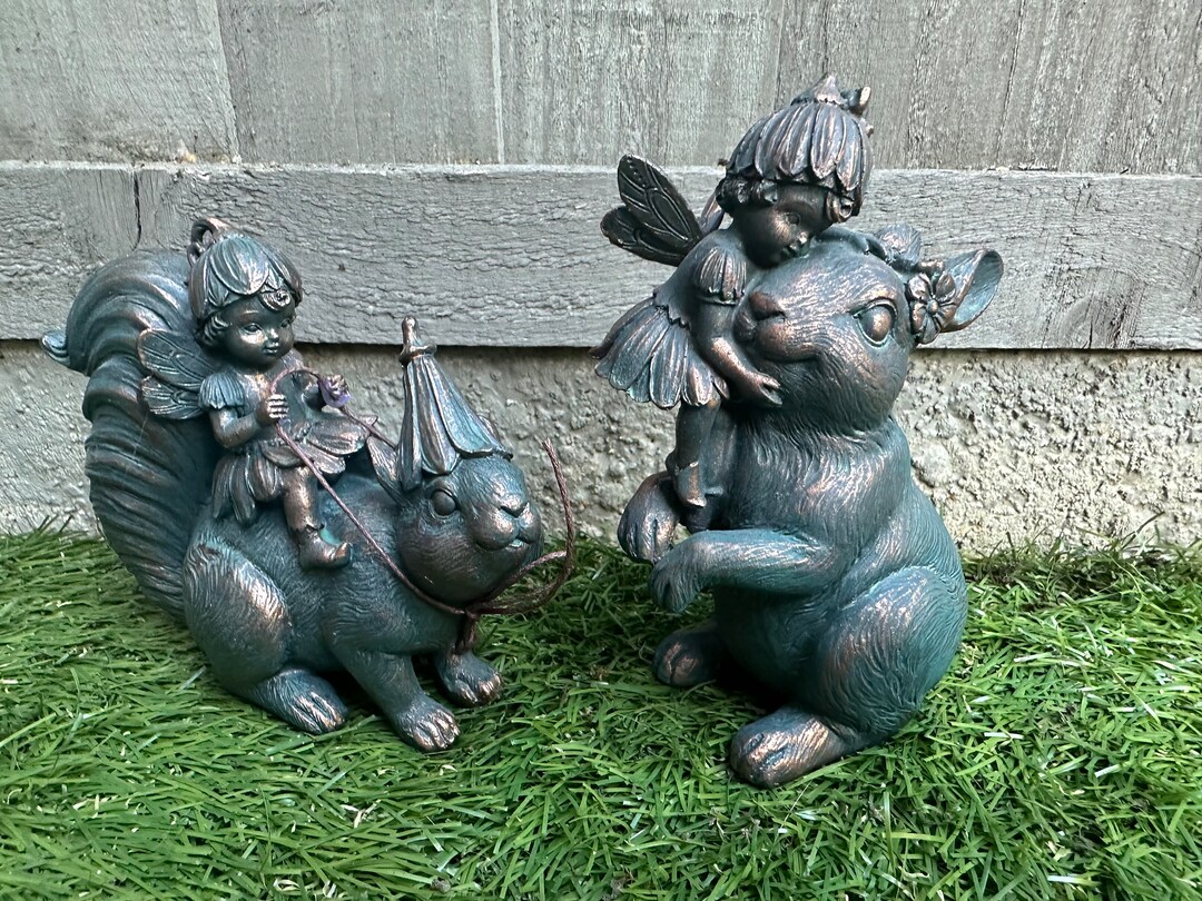 Small Fairy Squirrel and Fairy Hugging a Rabbit Set Fairy - Etsy