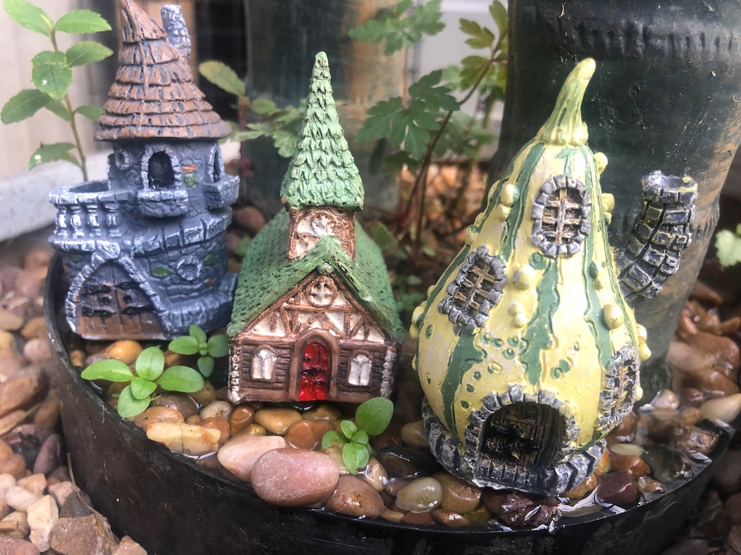 Micro Mini Fairy Garden Set, Fairy Church, Fairy Gourd House, Fairy ...