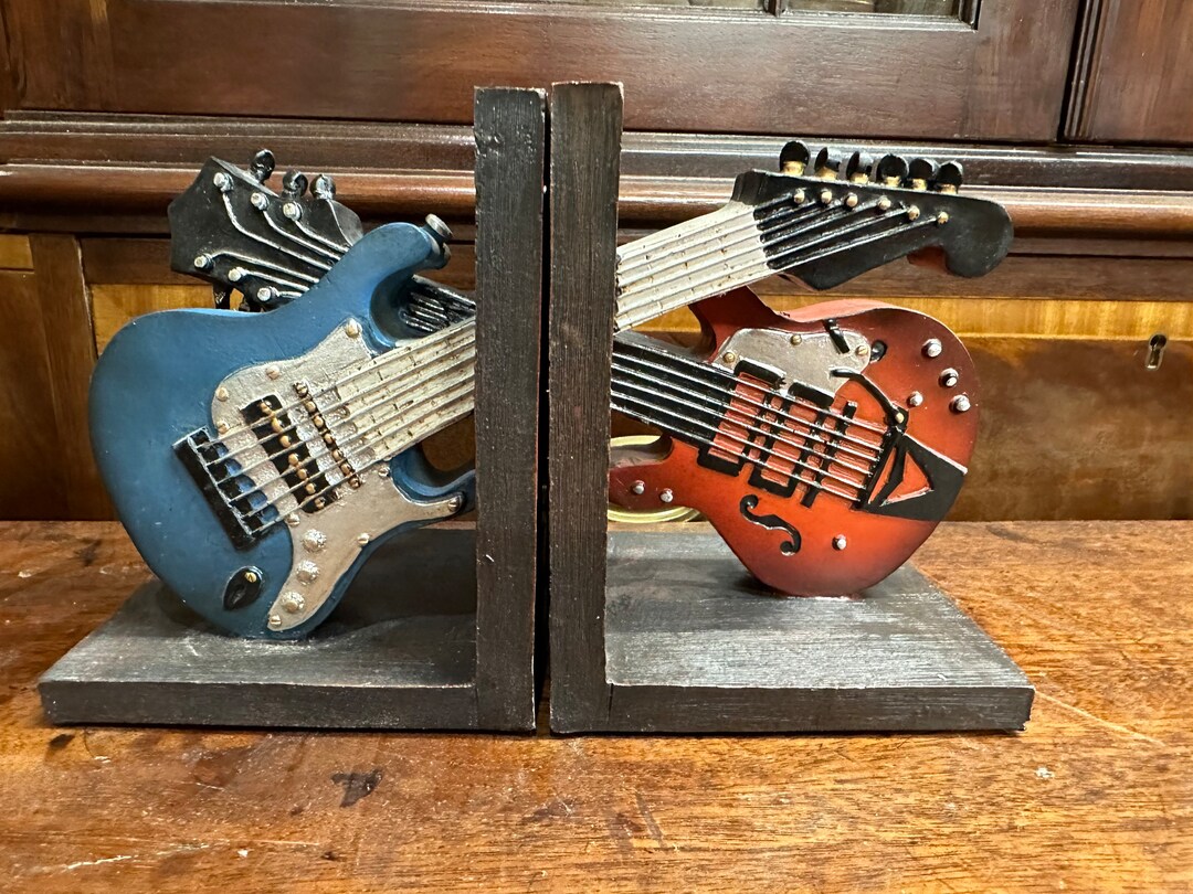 Guitar Bookends, Guitar Shelf Tidy, Musical Bookends, Music Gifts, Man ...