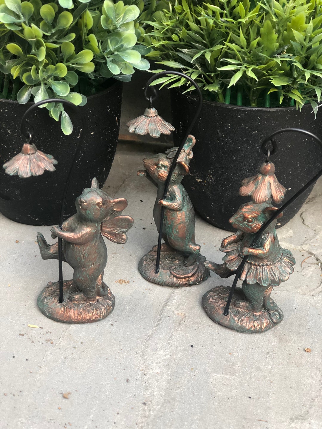 Set of Three Mice Set, Garden Decoration , Garden Gifts, Mice Ornaments ...