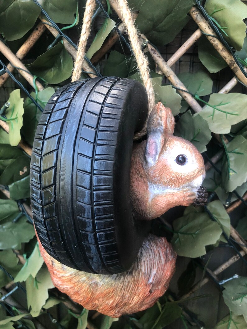 Hanging Squirrel in Tyre Garden Ornament Squirrel Gift Tree - Etsy