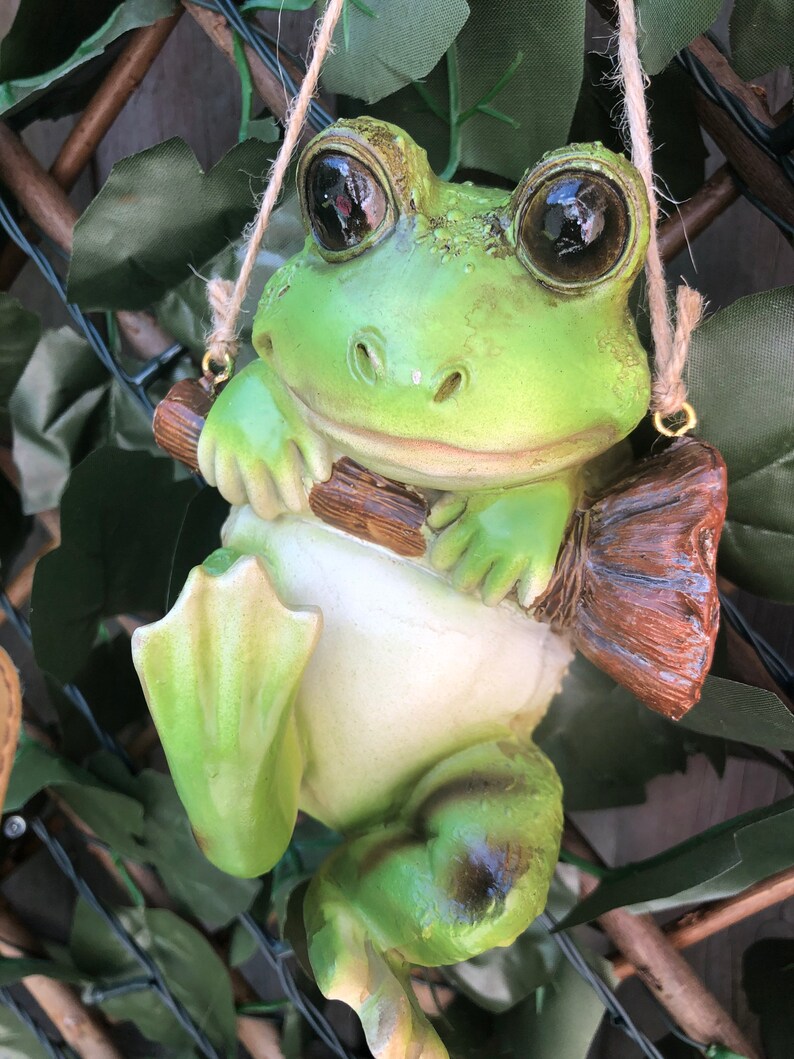 Hanging frog on rope tree hanging garden animal ornament | Etsy