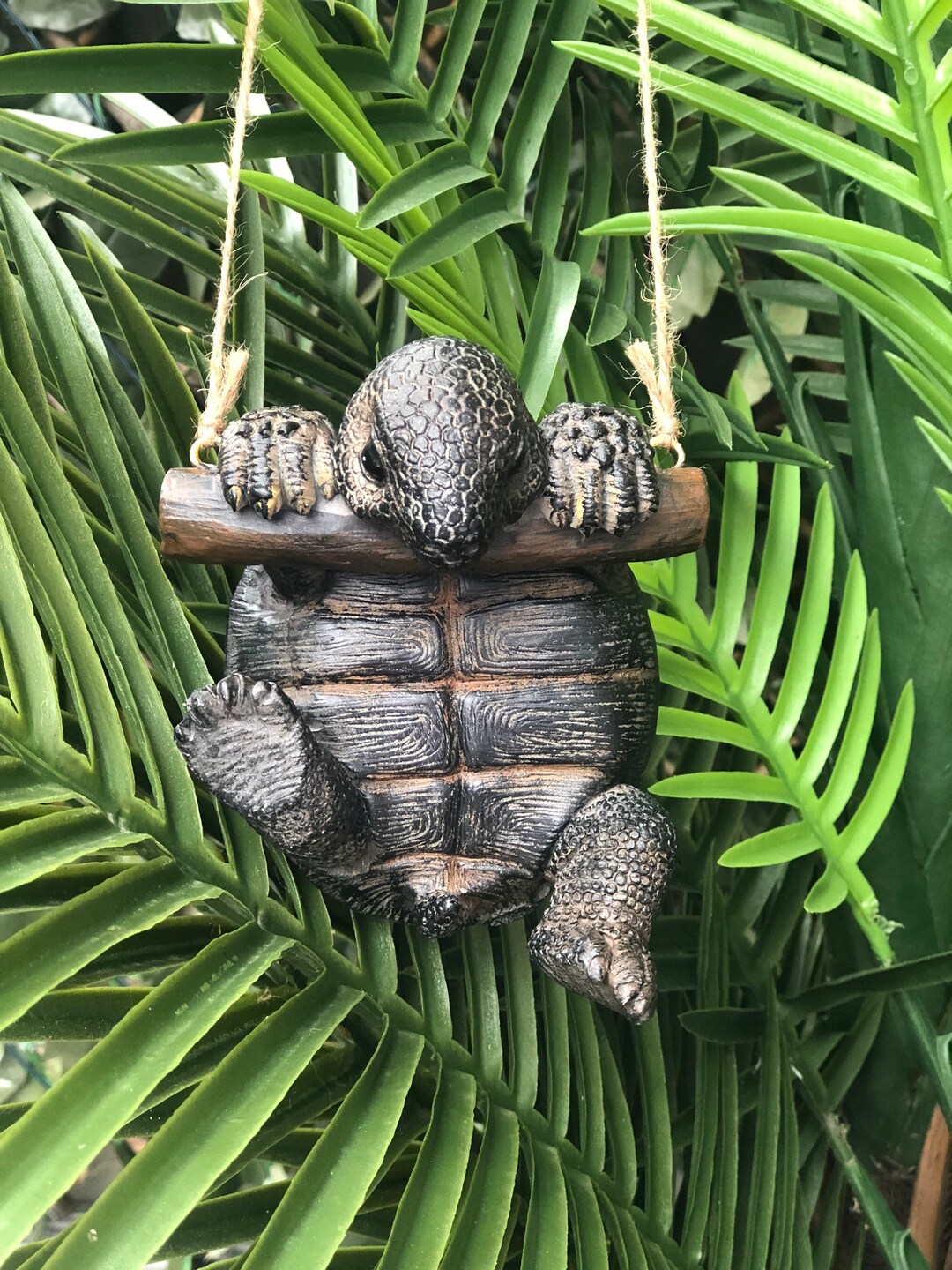 Hanging Tortoise on Rope, Animal Garden Ornament, Tortoise Gift, Garden ...