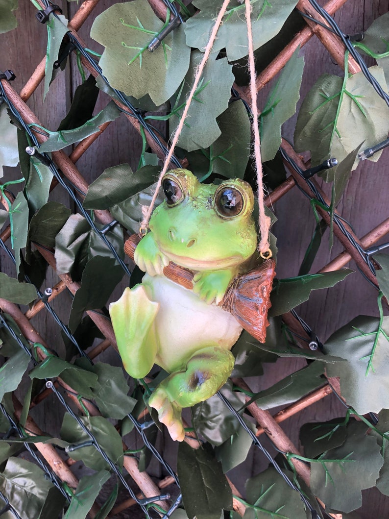 Hanging frog on rope tree hanging garden animal ornament | Etsy