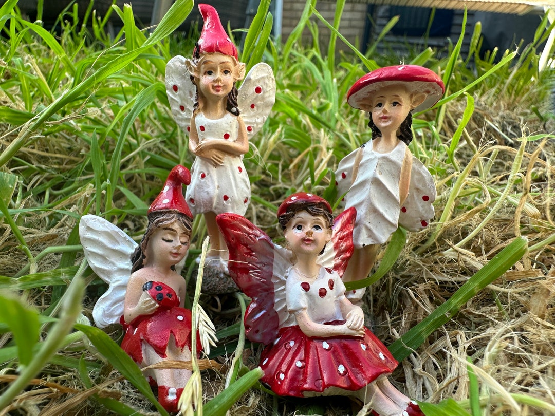 Set of Four Miniature Fairy Figurines, Fairy Garden, Fairy Gift, Fairy ...