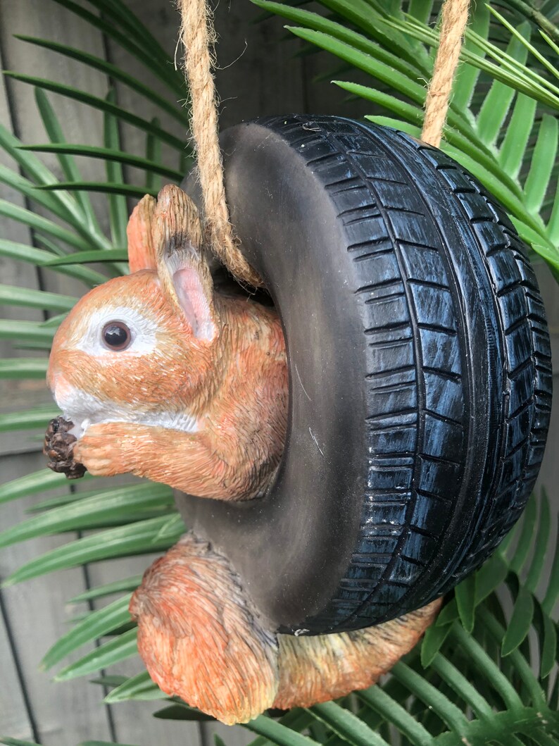 Hanging Squirrel in Tyre Garden Ornament Squirrel Gift Tree - Etsy
