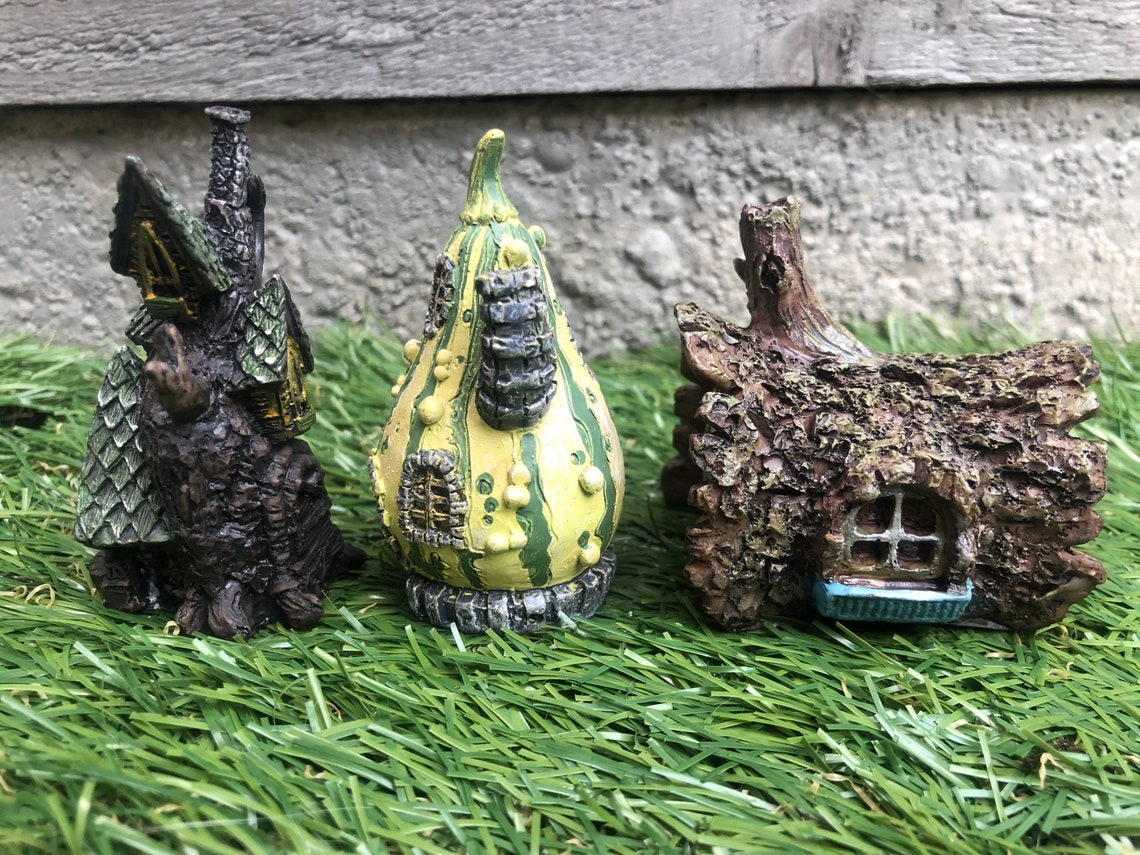 Micro Mini Fairy House Set Fairy Log Housefairy Tree - Etsy UK