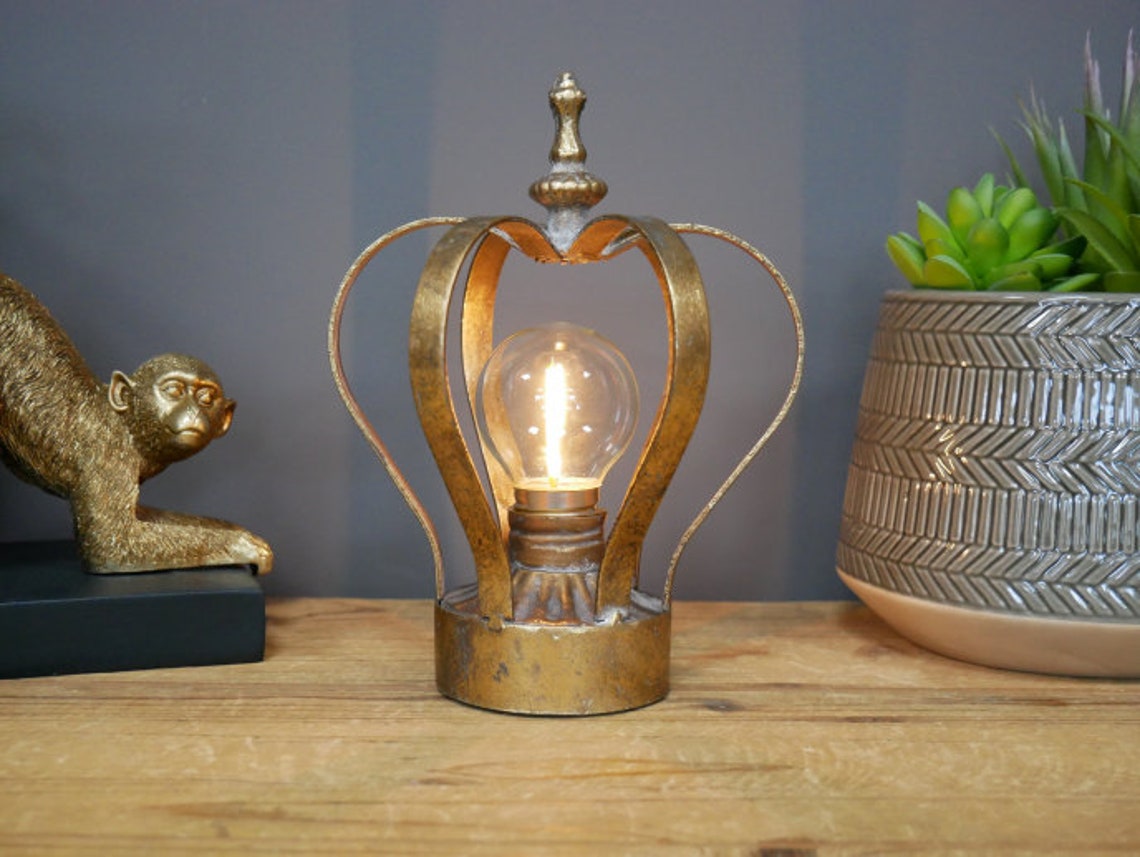 Rustic Gold Crown Table Lamp, Home Gifts, Gold Crown, Home Decoration ...