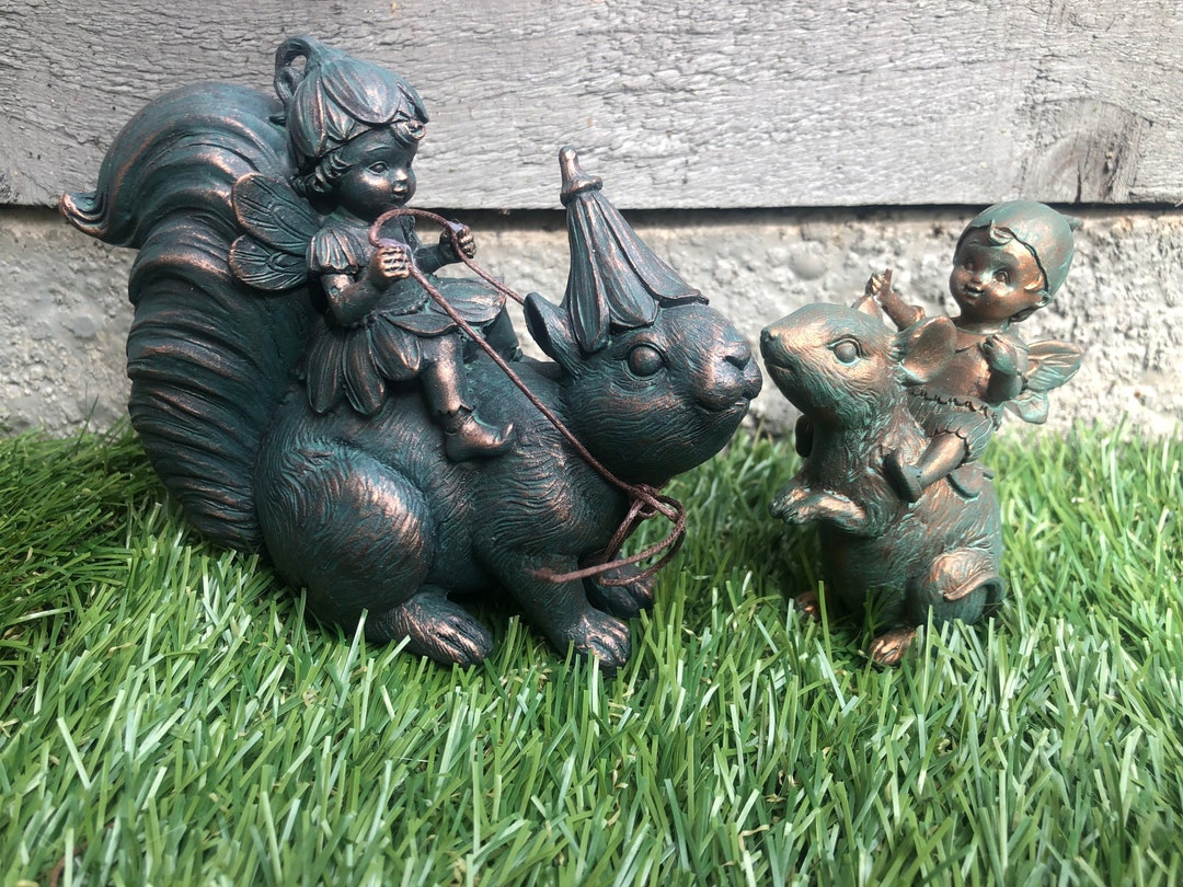 Fairy Squirrel & Fairy Mouse, Fairy Garden Ornaments, Fairy Garden ...