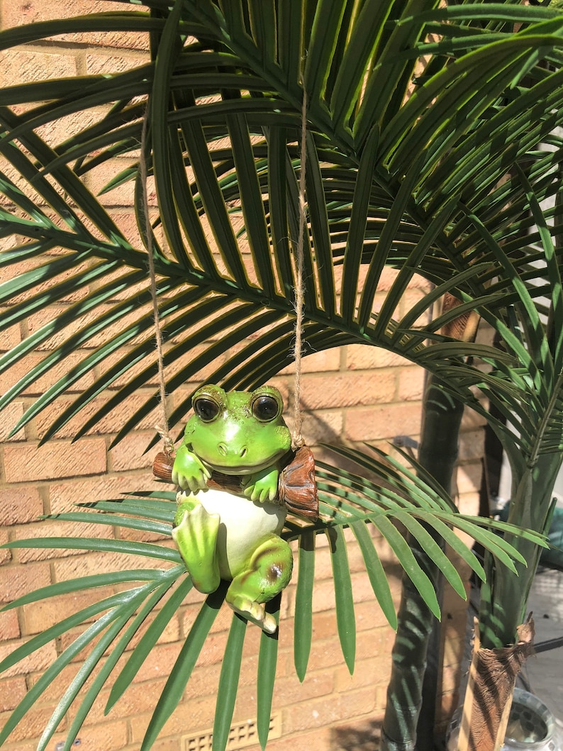 Hanging frog on rope tree hanging garden animal ornament | Etsy