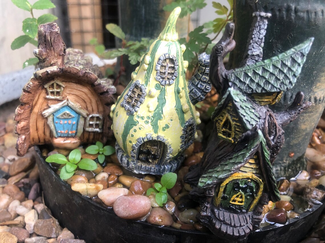 Micro Mini Fairy House Set Fairy Log Housefairy Tree - Etsy UK