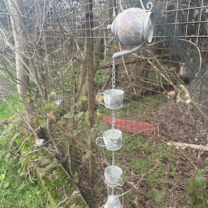 Teapot & Teacup Rain Chain, Hanging Teacup, Garden Ornaments, Garden ...