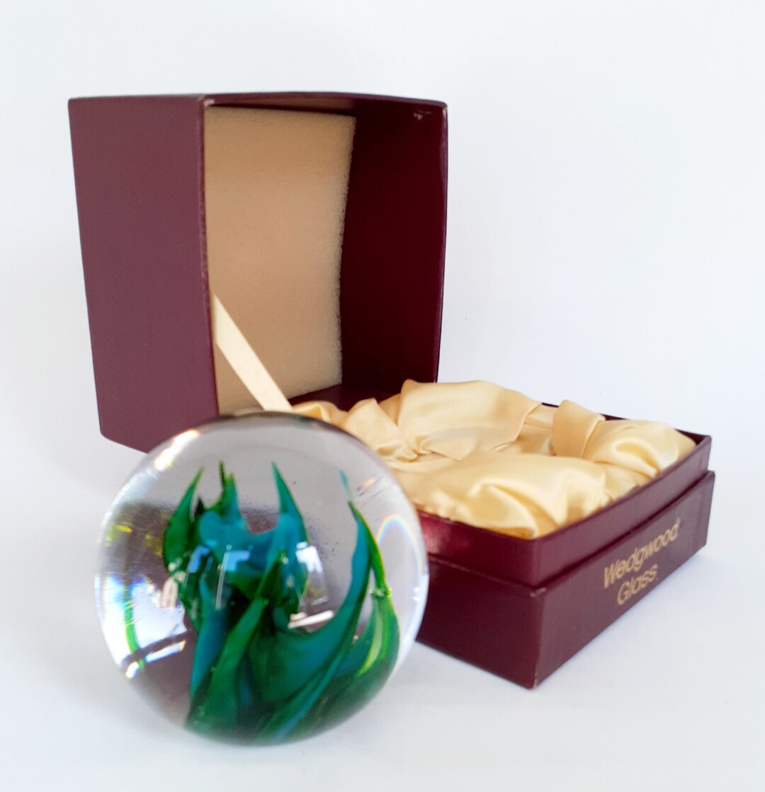 Glass Paperweight in Original Box - Wedgwood 'sea Fern' - Etsy