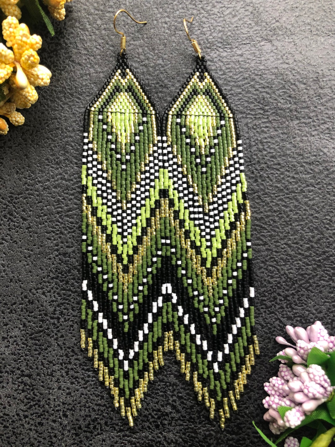 YISKA Green Earrings in Indian Style - Etsy